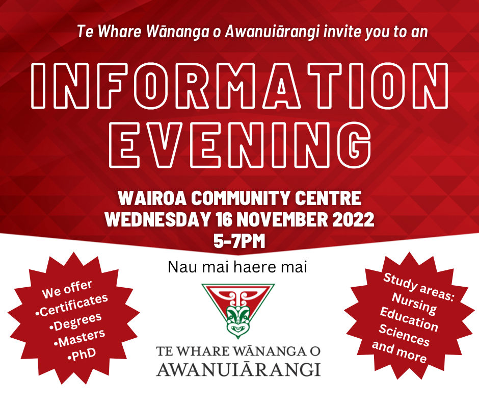 Wairoa Information Evening 2022 | Te Whare Wānanga o Awanuiārangi